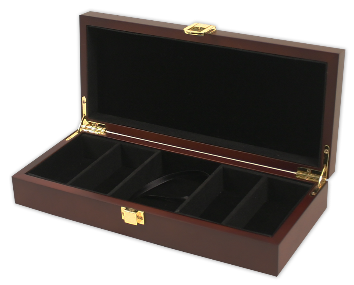 100-Chip Mahogany Poker Case – Elegant Wood with Laser Engraving Option ...